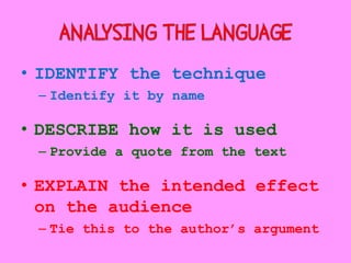 Writing a Language Analysis Essay (Revision) | PPT