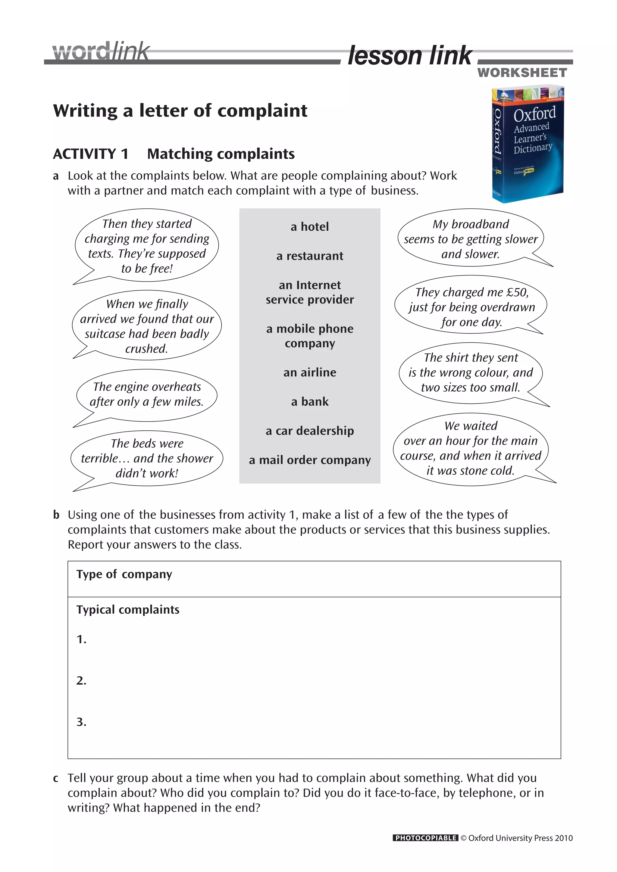 writing a letter of complaint | PDF