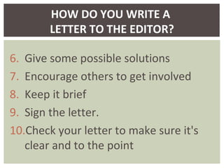 Writing a Letter to the Editor | PPT