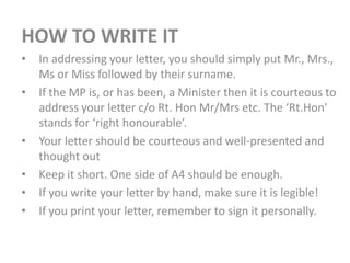 Writing a letter to your mp | PPT