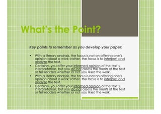 Writing A Literary Analysis | PPT