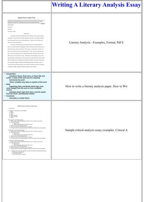 Writing A Literary Analysis Essay | PDF