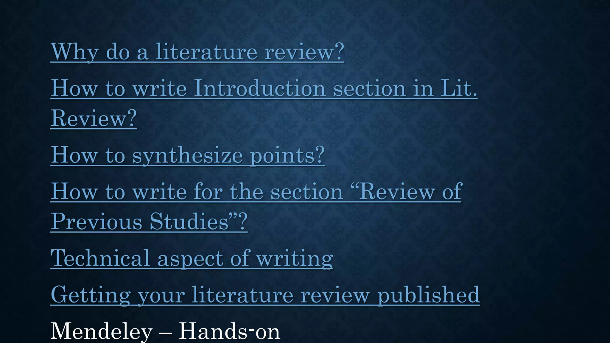 Writing a literature review | PPTX
