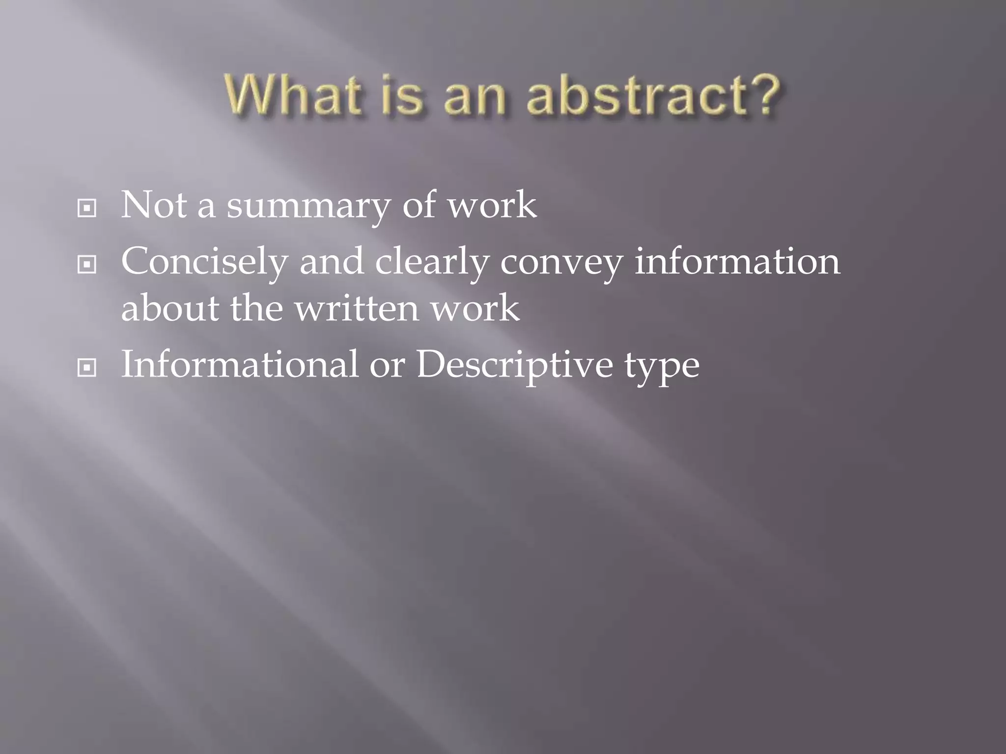 Writing an Abstract | PPTX