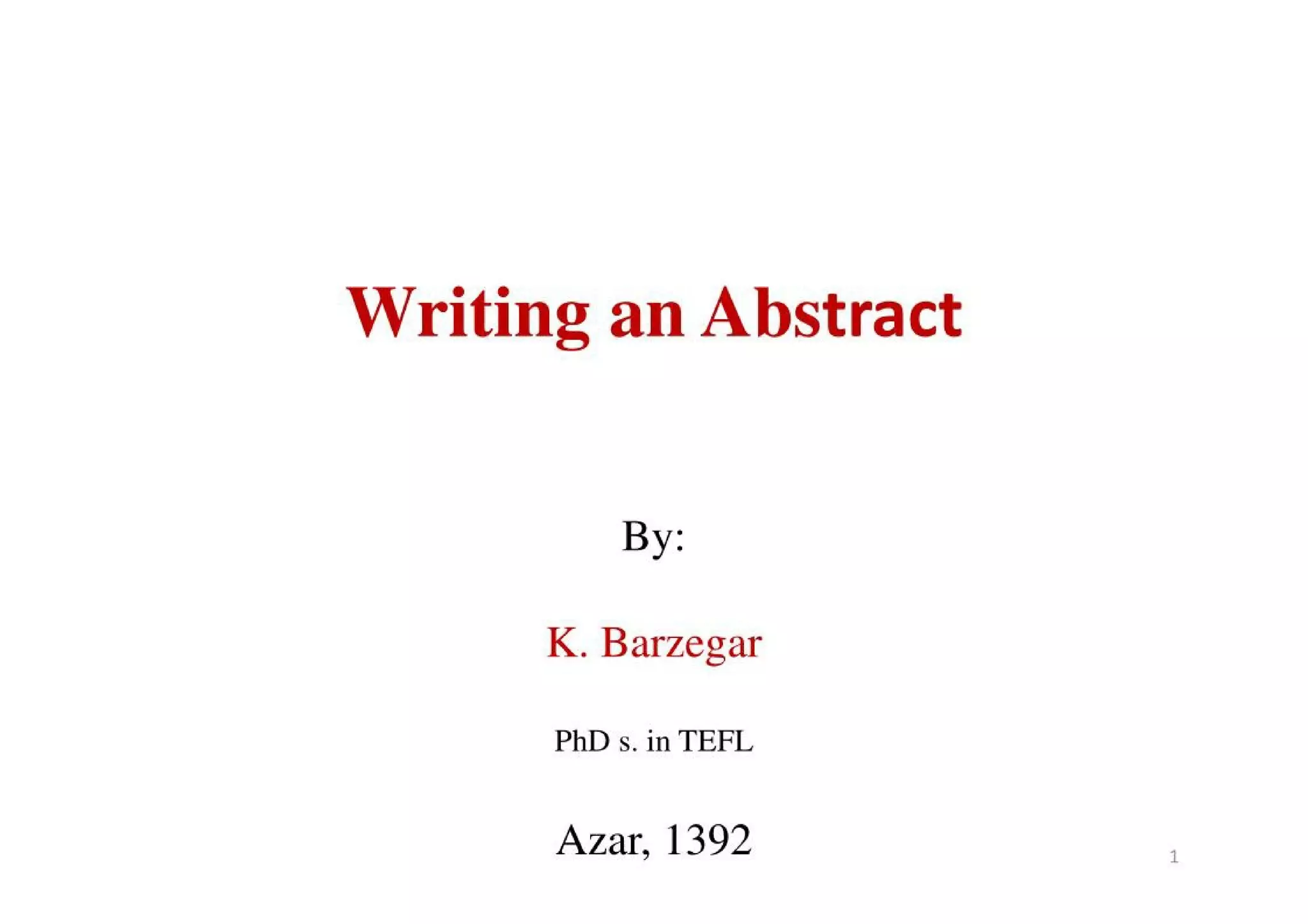 Writing An Abs Tract | PDF