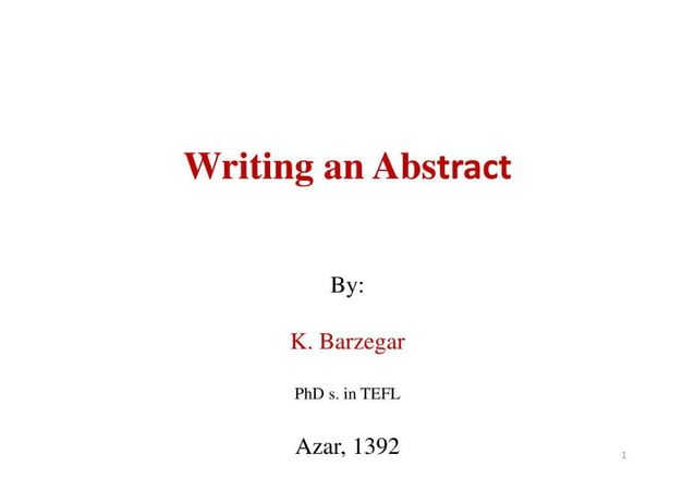 Writing An Abs Tract | PDF