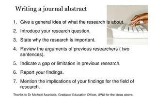 Writing An Abstract | PPT
