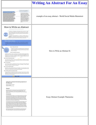 Writing An Abstract For An Essay. Online assignment writing service. | PDF