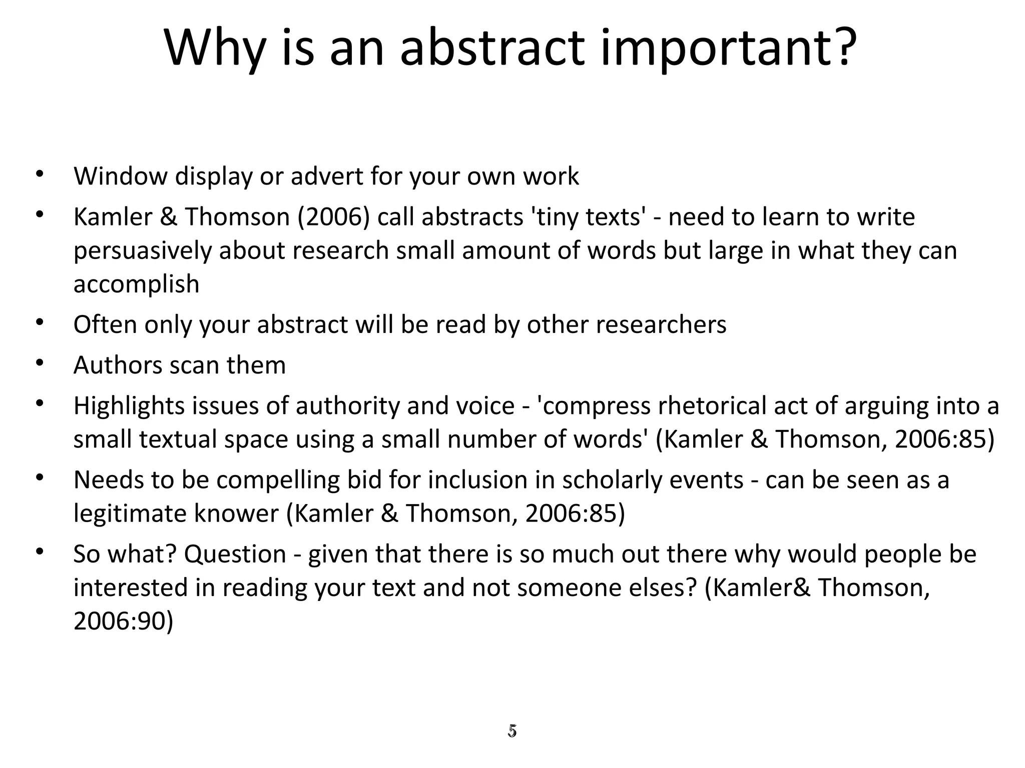 Writing an abstract presentation | PPT