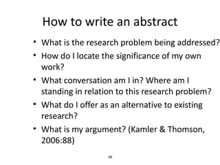 Writing an abstract presentation | PPT