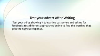 Writing an advertisement and its 6 components | PPTX