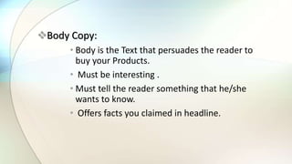 Writing an advertisement and its 6 components | PPTX