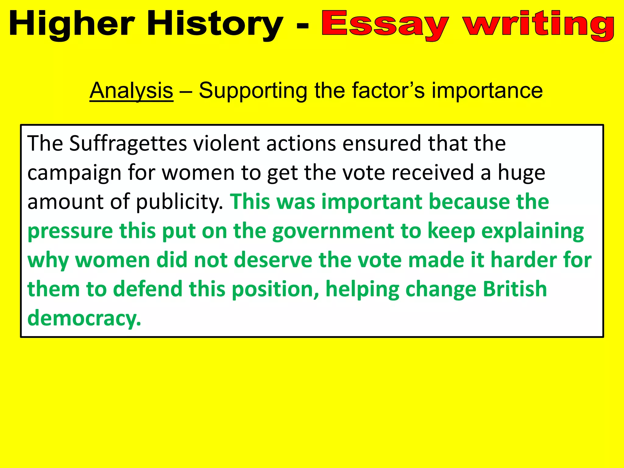 Higher History essays - Writing analysis points | PPTX