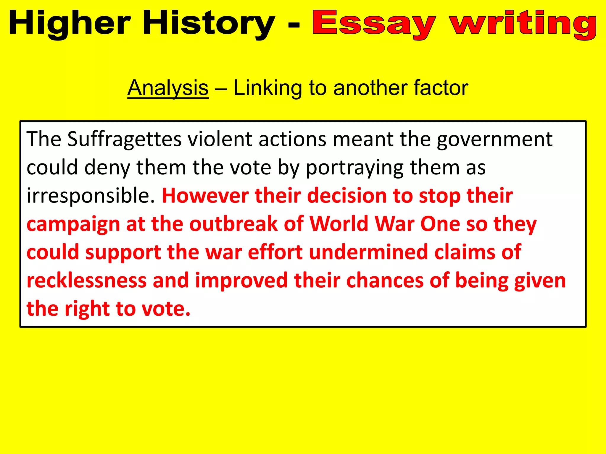 Higher History essays - Writing analysis points | PPTX