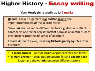 Higher History essays - Writing analysis points | PPT