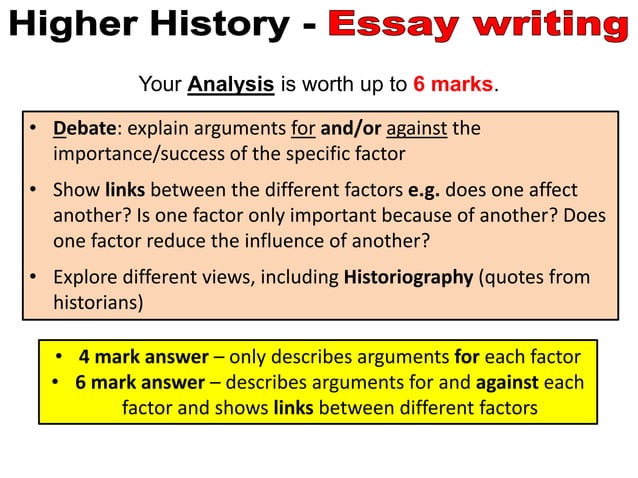 Higher History essays - Writing analysis points | PPT