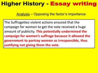 Higher History essays - Writing analysis points | PPTX