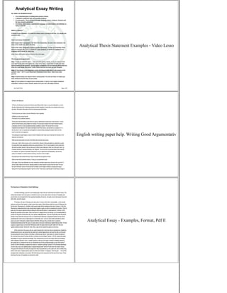 Writing Analytical Essays | PDF