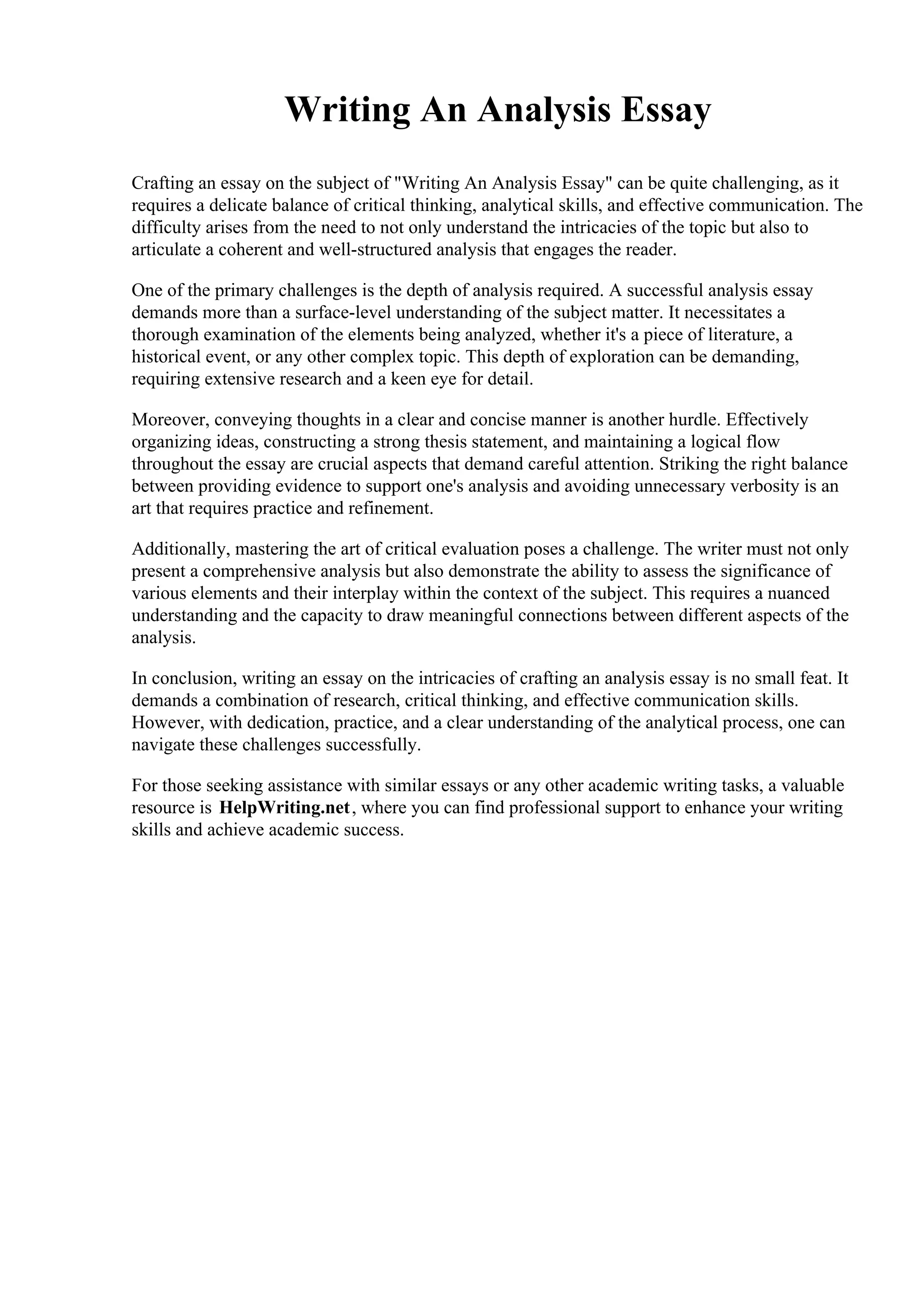 Writing An Analysis Essay. University of Antelope Valley | PDF