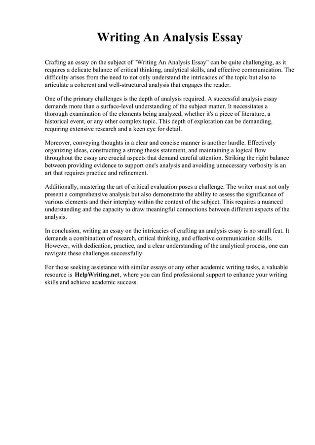 Writing An Analysis Essay. University of Antelope Valley | PDF