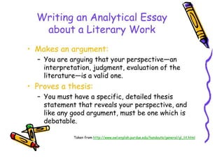 Writing An Analytical Essay | PPT