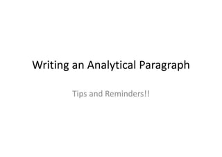 Writing An Analytical Paragraph | PDF