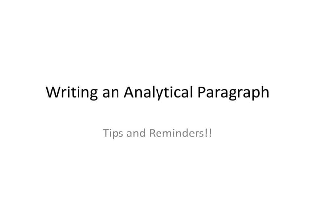 Writing An Analytical Paragraph | PDF