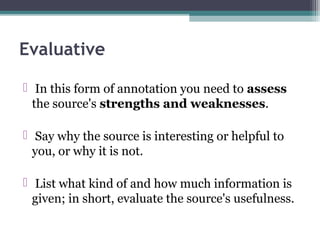 Writing an annotated bibliography | PPT