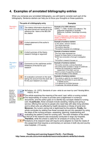 Writing an annotated bibliography by University of New England Teaching ...