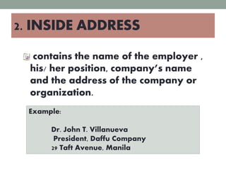 Writing an application letter | PPTX