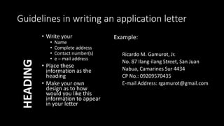 Writing an application letter | PPTX