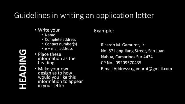 Writing an application letter | PPTX