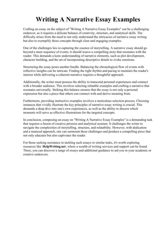 Writing A Narrative Essay Examples. 014 Narrative Essay Sample Of ...