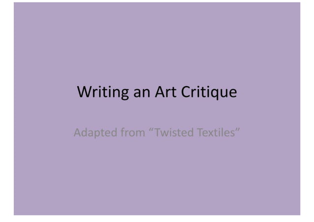 Writing An Art Critique | PDF
