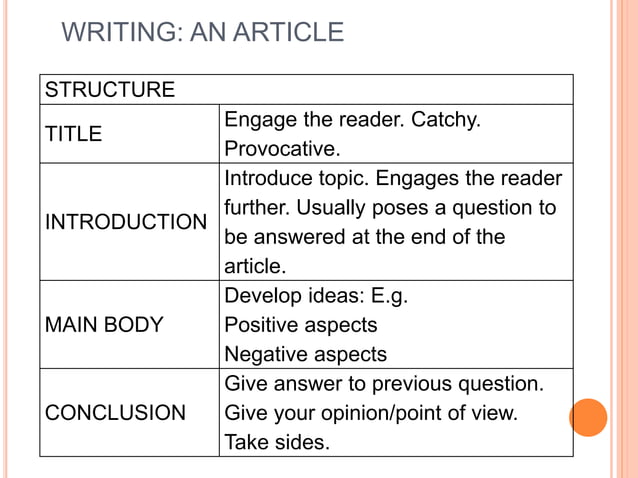 Writing an article C1 | PPTX