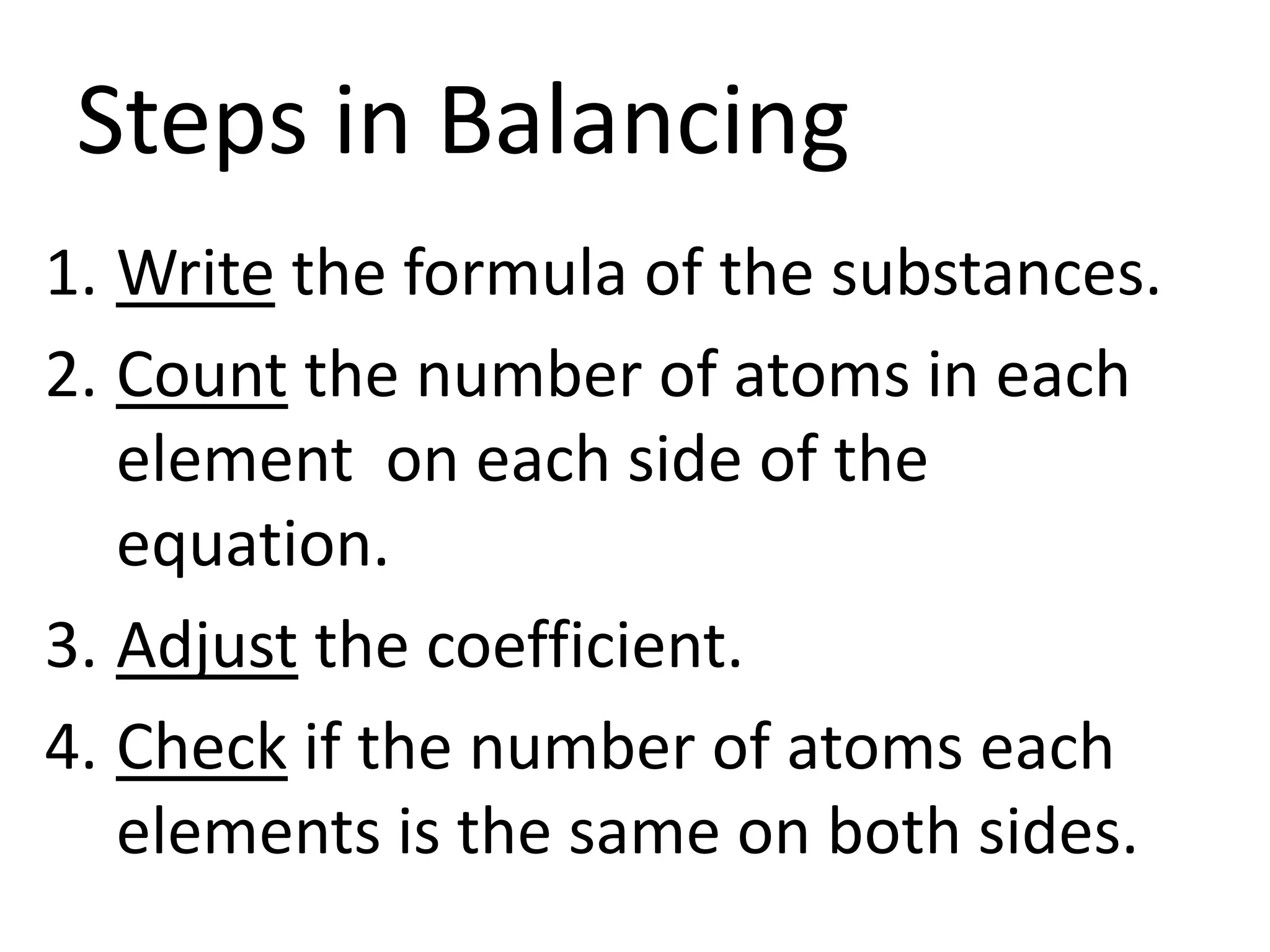 Writing and balancing chemical reactions | PPT