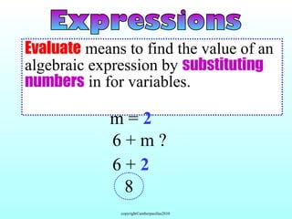 Writing and evaluating algebraic expressions | PPT
