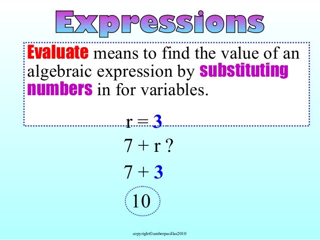 Writing and evaluating algebraic expressions
