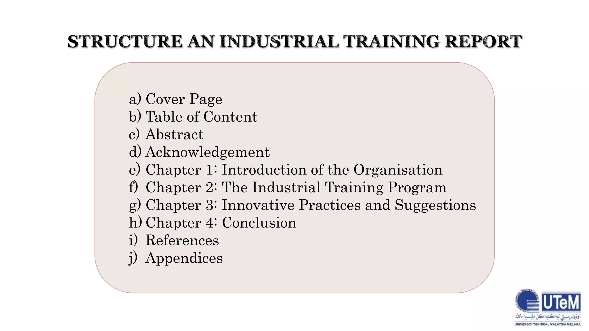 Writing and Presenting an Industrial Training Report | PPTX