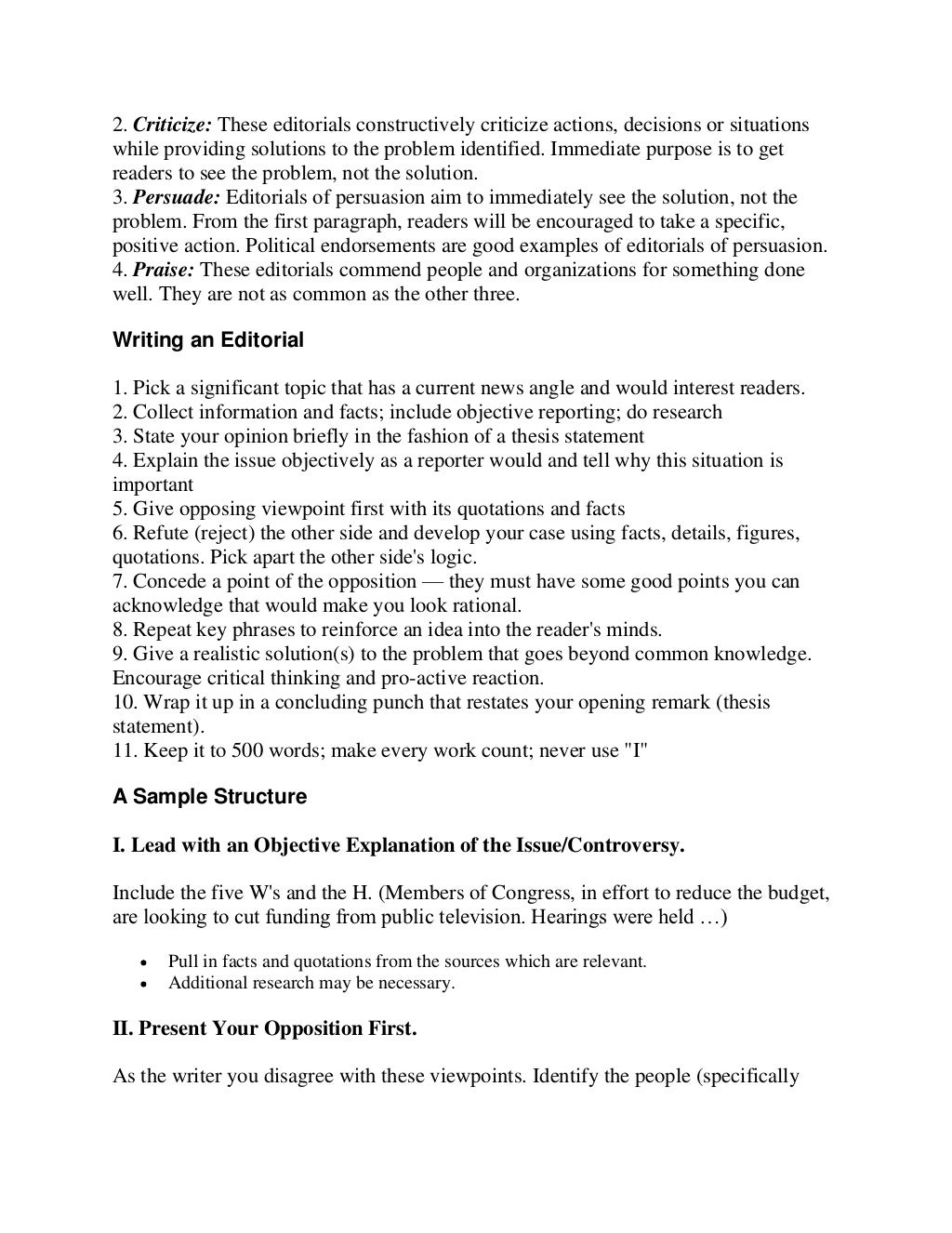 Writing an editorial