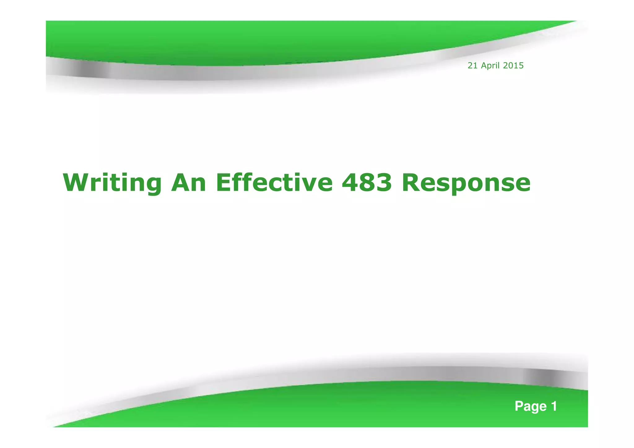 Writing an Effective 483 response | PDF