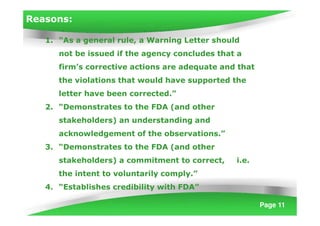 Writing an Effective 483 response | PDF