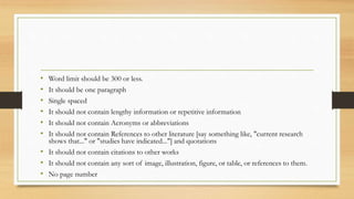 Writing an effective abstract | PPT