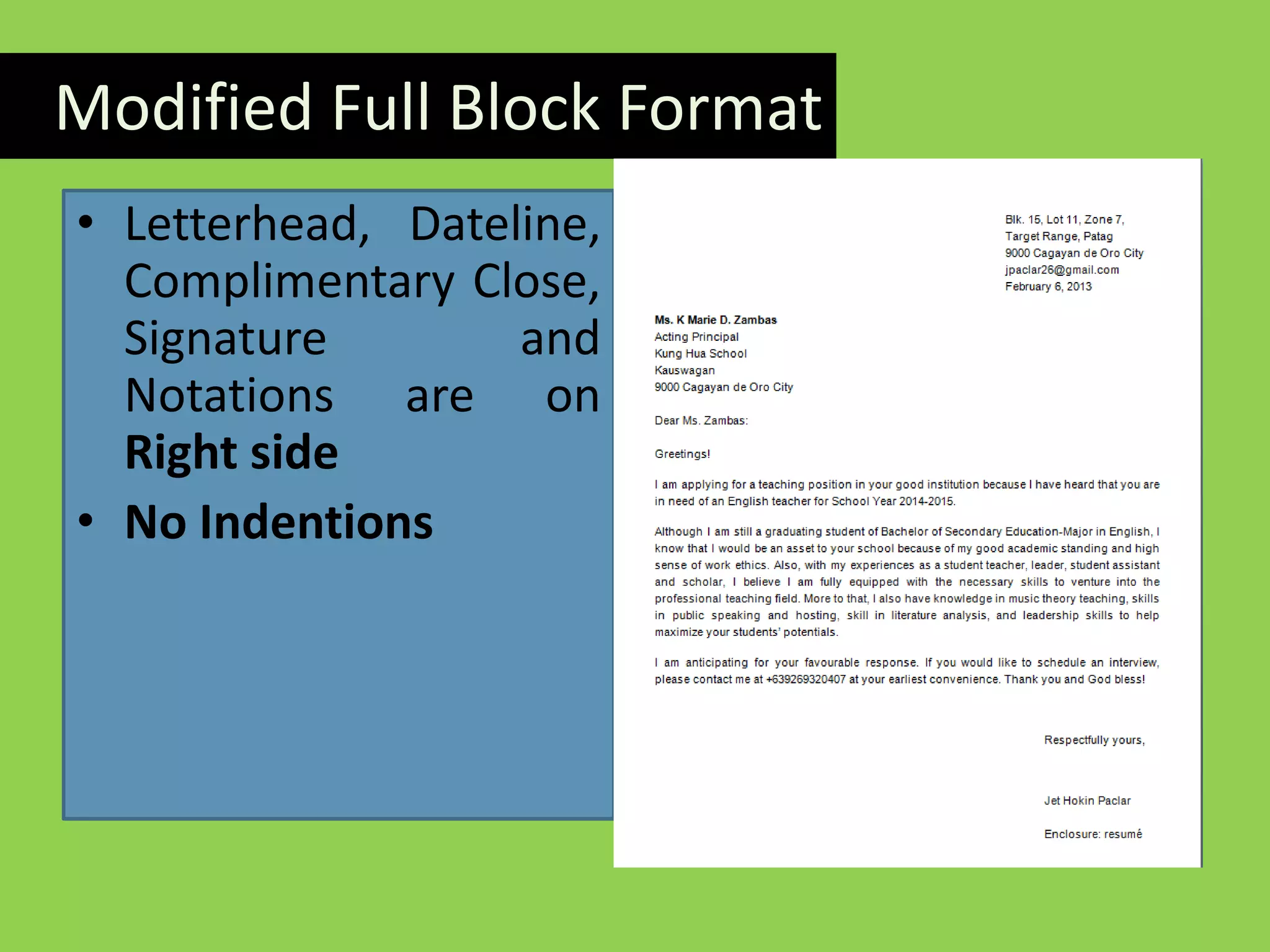 Writing an effective application letter | PPTX