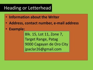 Writing an effective application letter | PPTX