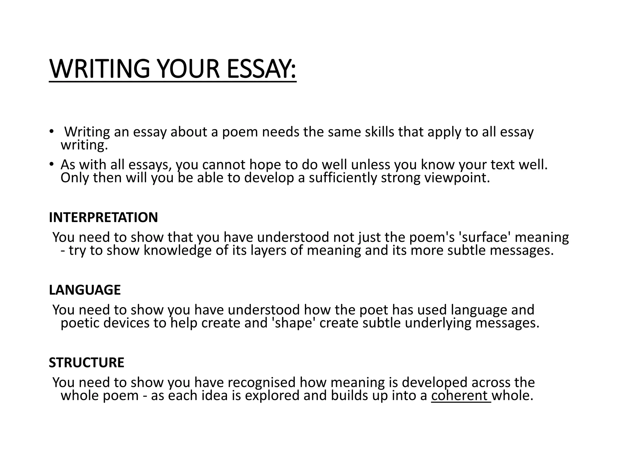 Poetry essay writing | PPTX
