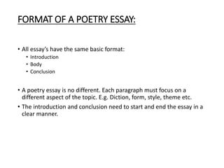 Poetry essay writing | PPTX | Poetry | Books and Literature