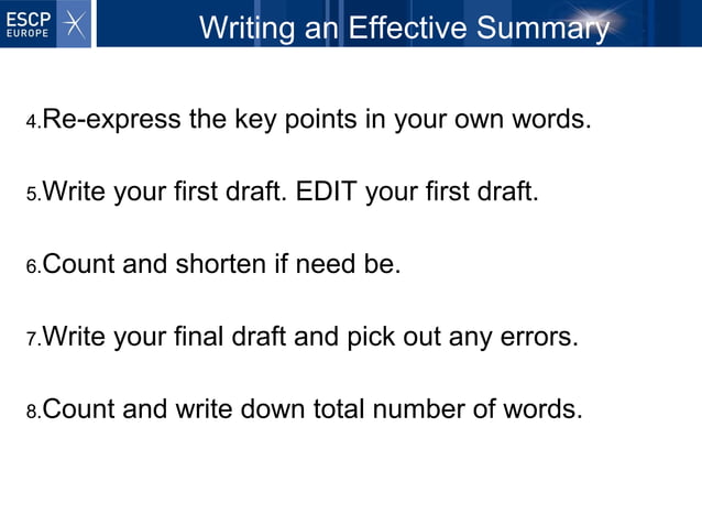 Writing an effective summary | PPT