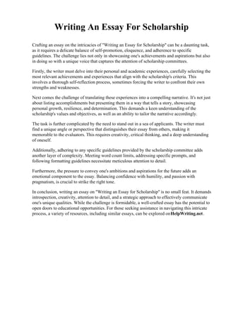 Writing An Essay For Scholarship. Grand Canyon University | PDF