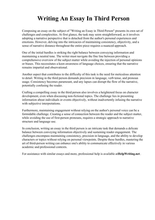 Writing An Essay In Third Person | PDF